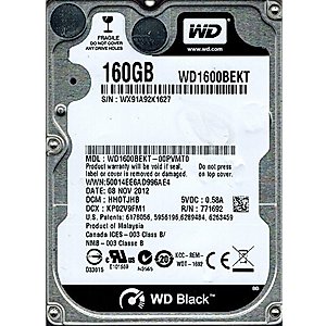 Western Digital WD1600BEKT-00PVMT0 160GB DCM: HHOTJHB