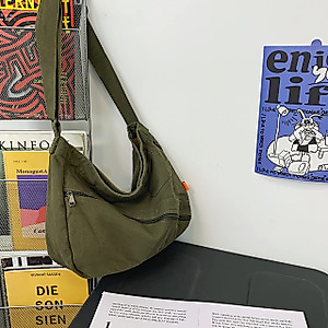 Canvas Hobo Crossbody Bag for Women, Casual Shoulder Bag, Tote Bag, Messenger Bag, Cross Body Bag for Work, Green