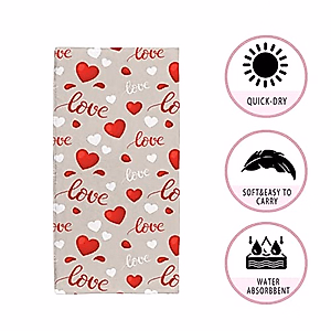 My Little Nest Hand Towels for Bathroom Elements Valentine's Day Hearts Absorbent Small Bath Towel Soft Kitchen Towels Fingertip Towel for Guest and Bar 30 x 15 inch