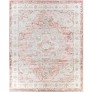 Mark&Day Area Rugs, 8x10 Bethlehem Traditional White Area Rug, Pink Beige Carpet for Living Room, Bedroom or Kitchen (7'9" x 9'6")