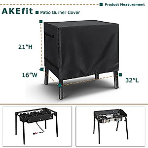 AKEfit Patio Stove Burner Covers, Outdoor Grill Cover for Camp Chef 2 Burners Stove, Heavy Duty Waterproof Protector for EX60LW EX60PP, 32''L x 16''W x 21''H, Black