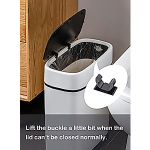 WOA WOA 14 Litre Trash Can with Press Top Lid | 3.7 Gallons Black Plastic Garbage Bin | Slim Wastebasket for Bathroom, Kitchen, Toilet, Office, Room, Bedroom