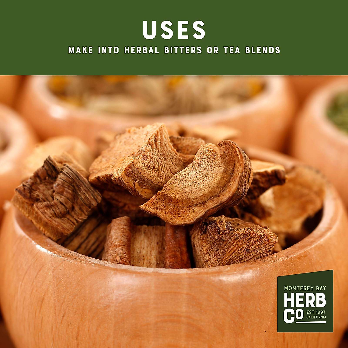 Monterey Bay Herb Co. Organic Gentian Root, Cut & Sifted | Yellow Gentian or Bitterwort | Similar to Hops | Herbal Bitters and Tea Blends (1/4 Pound)