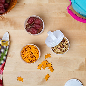 Whiskware Stackable Snack Containers for Kids and Toddlers, 3 Stackable Snack Cups for School and Travel, Neon Yellow