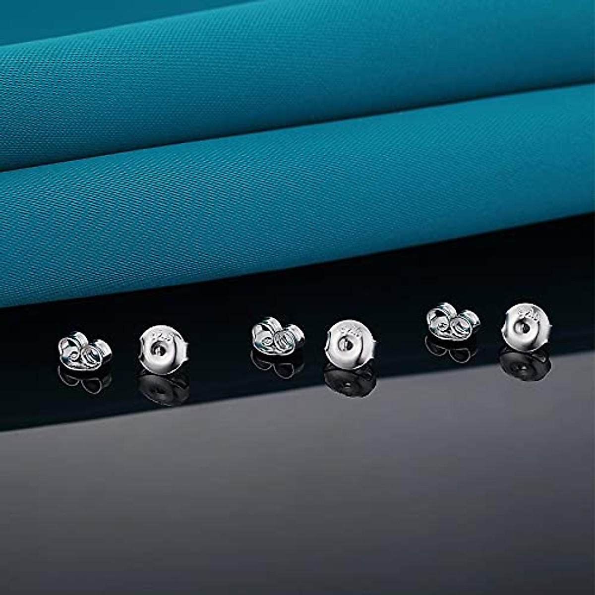 Catinee 16PCS 925 Sterling Silver Earring Backs,14k White Gold Plated Earring Backs for Studs,Hypoallergenic Secure Earring Backings for Locking Stud Earrings