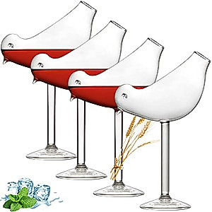 Cocktail Glass Bird Glasses Bird Shaped Martini Glass Clear Wine Glasses Set of 4 Goblet Coupe Glass 5 Ounce for Party Wedding Home Bar Club