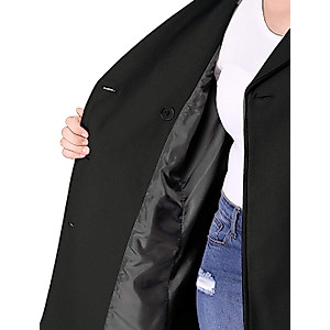 Agnes Orinda Women's Plus Size Notched Lapel Double Breasted Coats 2X Black