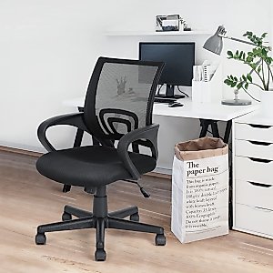 Geniqua Ergonomic Mid Back Support Mesh Computer Task Chair Adjustable Height Rolling Swivel for Work, Home Office, Black
