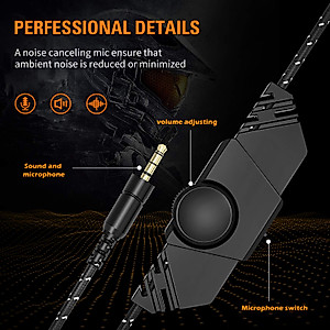 Gaming headsets PS4 Stereo Xbox one Headset Wired PC Gaming Headphones with Noise Canceling Mic, Over Ear Gaming Headphones for PC/MAC/PS4/Xbox one/Mobile Devices