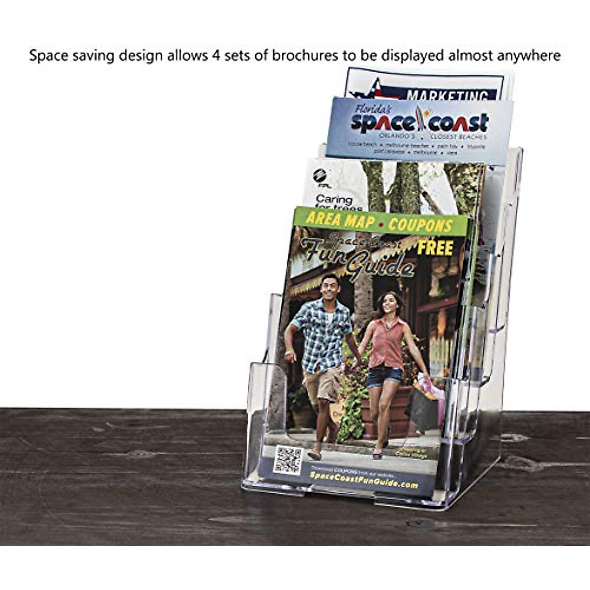 Marketing Holders 6" Wide Bi Fold Organizer Display 4 Tier Brochure Stand Literature Rack Trade Show Expos Countertop Multi Compartment Take One Holder