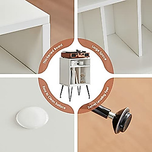 Side Table with Storage Space, Nightstand for Bedroom, Couch Side Table with Swivel Leveling Feet for Living, Sturdy Table with Premium MDF Board, Easy Assembly, 14.7”*11.1”*24.4”