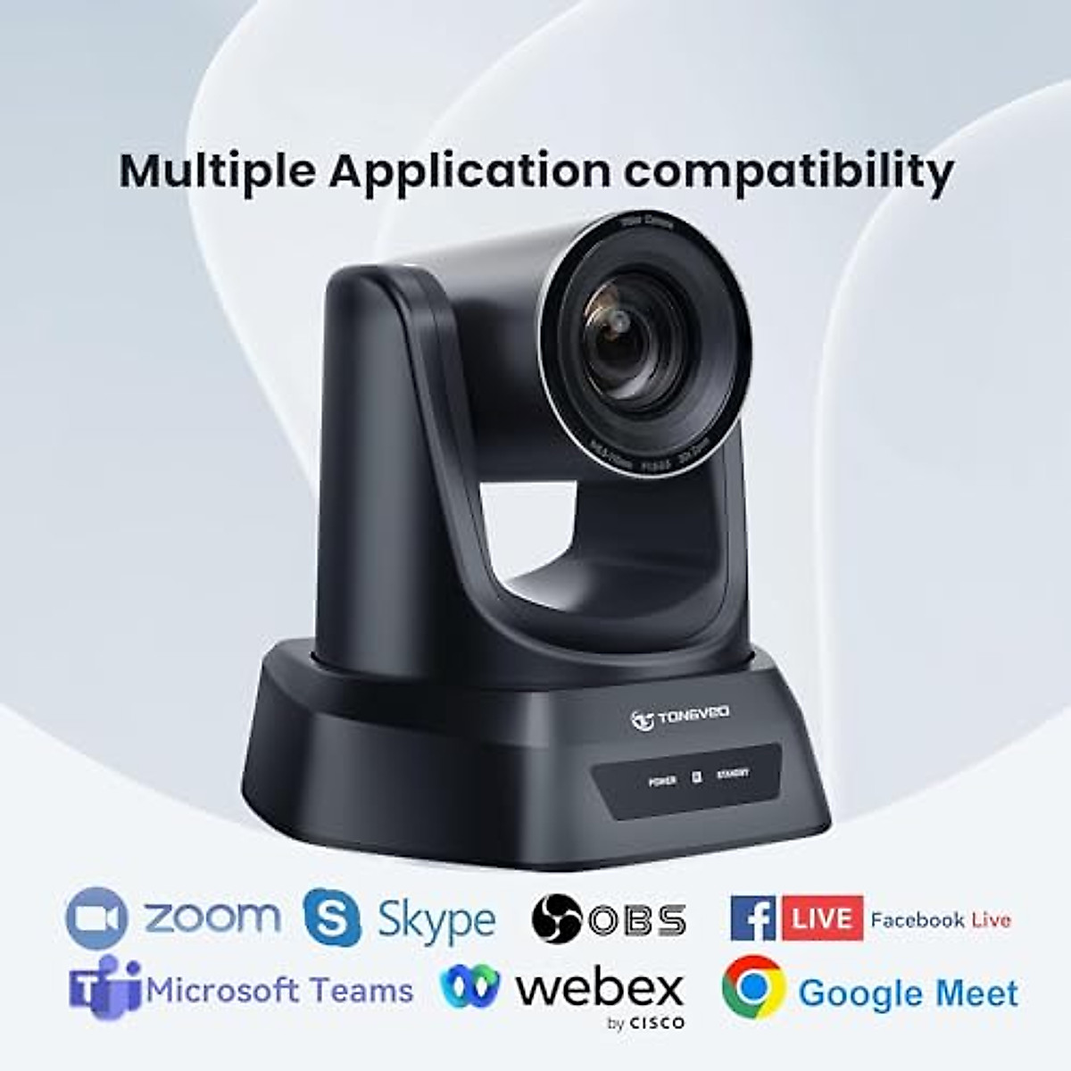 TONGVEO 20X Optical Zoom 60fps PTZ Camera Conference Room USB 1080P Camera System for Church Worship Services Meeting Online Learn, Works with Zoom, Skype OBS Easy to Set Up