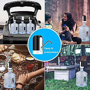 Vshinic Water Bottle Dispenser, Water Bottle Pump USB Charging Automatic Drinking Water Pump Water Jug Pump Electric Water Dispenser Water Bottle Switch for Universal 5 Gallon Bottle - Black