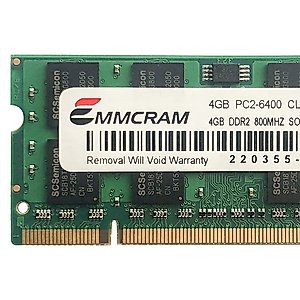 EMMCRAM 8GB (2 x 4GB) PC2-6400 DDR2-800 200PIN SoDIMM Laptop RAM Non-ECC Unbuffered Notebook Memory for Dell E6400,E6500, Inspiron 1545, M4400,E5500