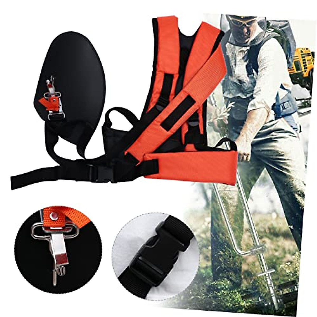 VILLFUL 2pcs Lawn Mower Strap Cinch Belt Belts Garden Brush Shoulder String Brush Cutter Shoulder Strap String Trimmer Harness Brush Cutter Double Shoulder Strap Comfortable Black