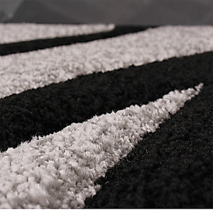 Grey Black Area Rug with Contour Cut and Modern Floral Pattern, Size: 6'7" x 9'6"