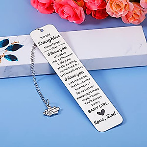 Christmas Gifts for Daughter from Dad Inspirational Bookmark for Teens Girl Birthday Christmas Presents from Father for Daughter in Law Stepdaughter Graduation Back to School Gifts for Her