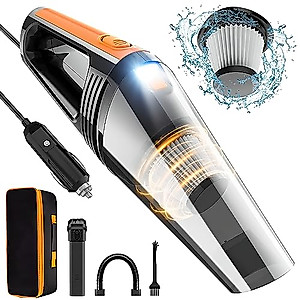 Portable Car Vacuum Cleaner High Power - 8000PA/100W/DC12V, 16.4Ft Cordless Handheld Vacuum with LED Light - Car Detailing Kit Interior Cleaner Wet Dry Vacuum Cleaner Cordless Men Car Accessories