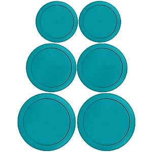 Klare Ware 1, 2 & 4 Cup Replacement Lids/Covers for Pyrex, Anchor Hocking & Klare Ware Storage Bowls (Glass Container Not Included) Microwave, Freezer & Top Rack Dishwasher Safe (6 Pack, Turquoise)