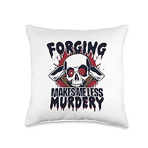 Forging Equipment Starter Kit Gifts For Beginners Makes Me Less Murdery Forging Anvil Blacksmith Throw Pillow, 16x16, Multicolor