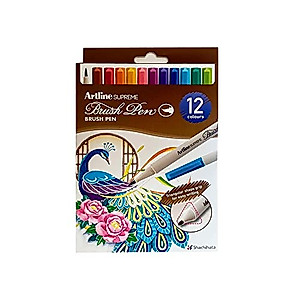 artline Supreme EPFS Watercolor Brush Pens - 12 Pack, Water Based Colors with Thin Tip Type Tweezers, Perfect for Painting & Calligraphy