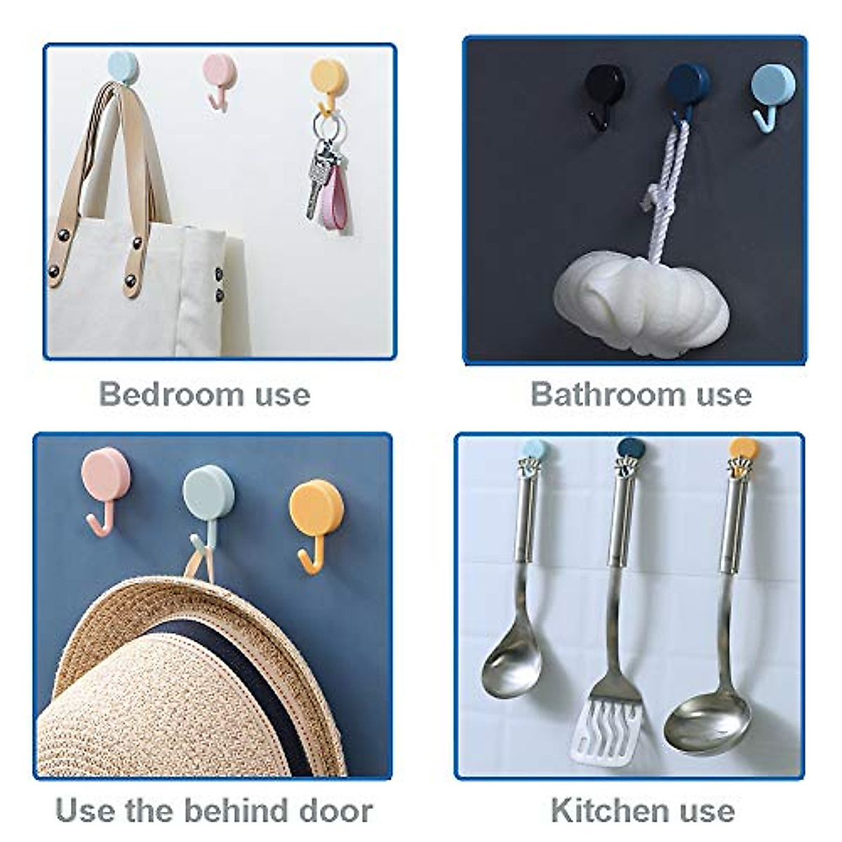 24 Pack Adhesive Wall Hooks, Key Hooks, Coat Hangers, Waterproof Utility Hanging Self Adhesive Towel Hook for Kitchen Bathroom Bedroom Entrance Door