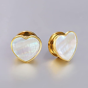 Casvort 2 PCS 10mm (00g) Hypoallergenic 316 Stainless Steel Gold Elegant Conch Screw Ear Tunnels Plugs Ear Gauges Stretcher Body Ear Piercings