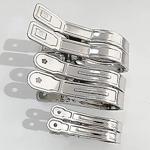 TONSNY 8 Packs Large Heavy Duty Metal Clothespins Towel Clips Clamps Stainless Steel Clips Beach Towel Clips Heavy Duty Clips Windproof Clips Metal Clips Hanger for Quilt Boat Pool Cover (3.5 ")