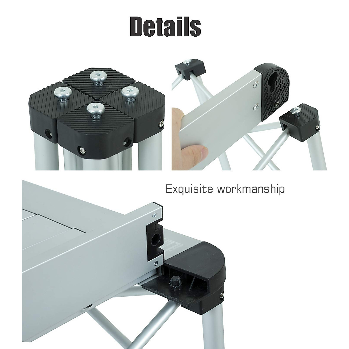 iClimb Lightweight Stable Alu. Folding Square Table Roll Up Top with Carry Bag for Camping Picnic Backyards BBQ Camp Kitchen (Silver, S)