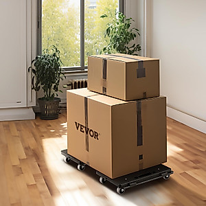 Furniture Moving Dolly, 16 x 11in 500 lbs Capacity Furniture Movers Dollies 4 Wheels, Portable Moving Rollers Heavy Duty, Interlocking Small Flat Dolly Cart for Heavy Furniture, 2 Pack, Black