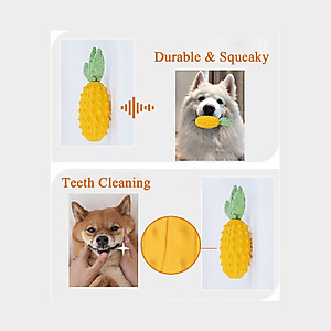 Potato Brothers-Durable Dog Chew Toys，Pet Squeaky Toys- Fetch Mate, for Middle-Large Sized Aggressive Chewers, Safe Natural Rubber, Teeth Cleaning(Kiwano-Shaped)