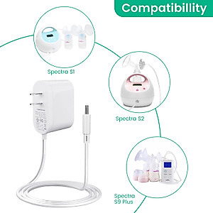 Charger Replacement for Spectra S1 S2 Breast Pump, 12V Power Adapter Cord