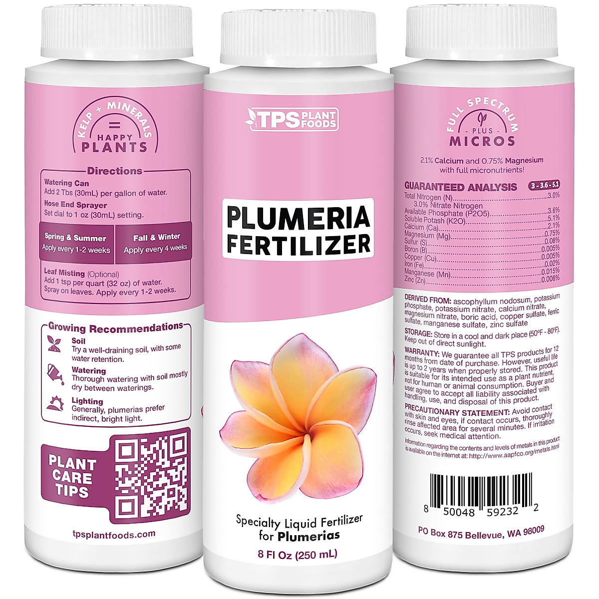 Plumeria Fertilizer for All Frangipani and Tropical Plants, Liquid Plant Food 8 oz (250mL)