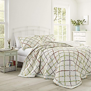 Laura Ashley - King Quilt, Reversible Cotton Bedding, Lightweight Home Decor for All Seasons (Ruffle Garden Cream, King)