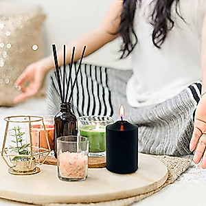 MISSYO 70 Hour Long Burning Unscented Pillar Candles, Dripless and Smokeless Candles for Home Weddings Restaurant Spa Church - Black, 3x6 inch, 3 Pack