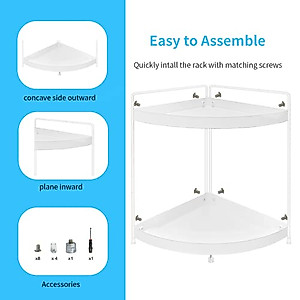 Lvssci 2 Tier Corner Shelf Rack Kitchen Counter Cabinet Bathroom Organizer Makeup Cosmetic countertop Organization and Storage Under Sink Organizers Perfume Trays for Dresser White