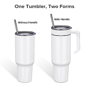 FASTSUB Glitter 40 OZ Sublimation Tumbler with Handle 6 Pack and Glossy 40 OZ Sublimation Tumbler with White Handle 6 Pack