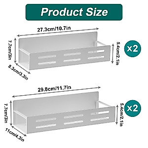 MFTEK Magnetic Spice Rack Organizer, 4 Pack Hanging Spice Rack for Refrigerator and Microwave Oven, Moveable Space Saving Fridge Shelf for Metal Cabinet, Black