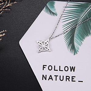 TEAMER Stainless Steel Witch Celtic Knot Witchcraft Necklace for Women Geometric Pendant Vintage Jewelry (Style 1 - Silver)