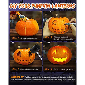 Fenvella Pumpkin Carving Kit for Kids, Safe Pumpkin Carving Tools Heavy Duty Stainless Steel Pumpkin Carver Set, DIY Halloween Pumpkin Carving Stencils, Professional Carving Kit Adults