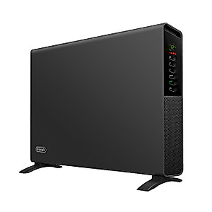 DeLonghi Convection Panel Heater, Full Room Quiet 1500W, portable electric heater is freestanding/easily wall mounted. Energy Saving, quick heat distribution, timer, asphalt gray, HCX9115E