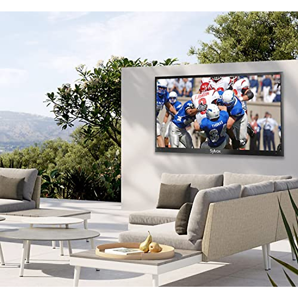 SYLVOX Outdoor TV with Wall Mount, 55 inch Waterproof 4K Smart TV, Outdoor Television Support Bluetooth WiFi for Full Sunshine Areas 2000nits (Pool Series)