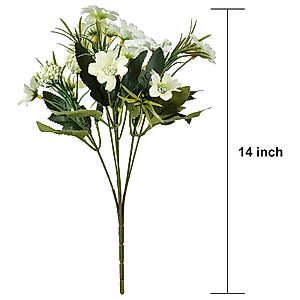 Wofair 6 Packs 14 Inch Artificial Daisy Flowers Bouquet, Fake Silk Flowers with Plastic Stem Leaves UV Resistance, Fake Greenery Plants Shrubs Bushes for Home Office Store Garden Decor (White)