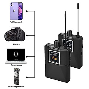 Wireless Lavalier Lapel Microphone System/Headset Mic/Interview Mic，for iPhone, Android Smartphones, PA Speaker, Teaching, DSLR Camera and Tablets (164 Ft Range)