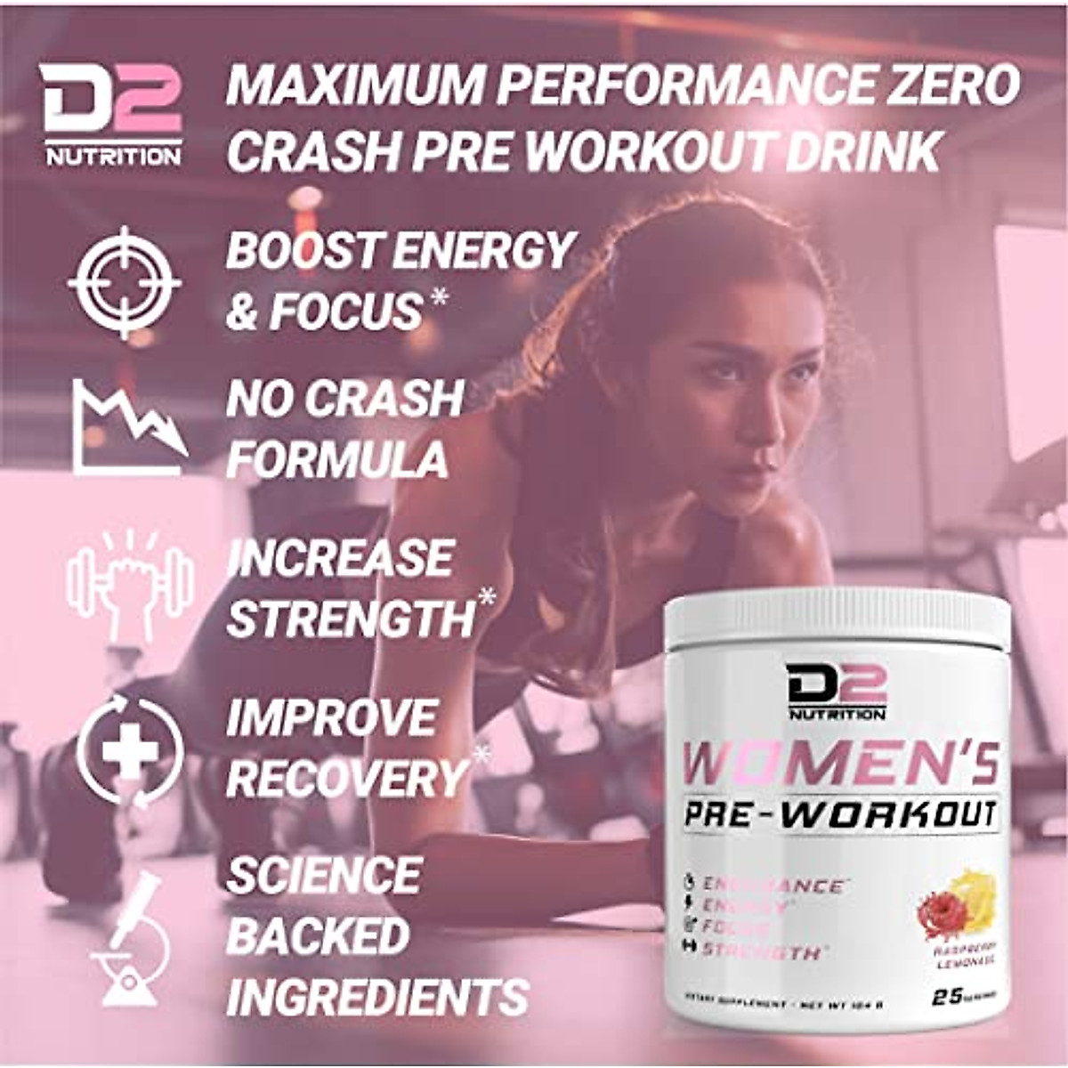 Pre Workout for Women - Raspberry Lemonade - Energy for Working Out - High Endurance - Best Pre Workout for Girls 25 Servings (Raspberry Lemonade)