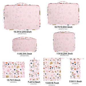 8 Piece Packing Cubes Set, Lychii Travel Luggage Packing Organizers - Floral Printed