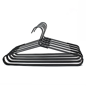 6Pack Koobay 16.5" Black King Size Aluminum Laundry Hangers Clothes Storage Coat Suit Hangers with Anti-Slip Strips