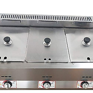 LianDu Triple Server Food Warmer 3-Well Commercial Gas Bain Marie Buffet Countertop Food Warmer Steam Table Steamer Soup Warmer Adjustable Temp Gas Fryer Steamer Cooking Heating Pot (3-Pan 600 fl oz)