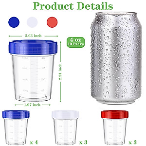 Yuzi Salad Dressing Container to Go - 4oz Small Containers with Lids Leakproof Condiment Containers, Reusable Plastic Sauce Containers Stackable Small Dipping Sauce Cups Set BPA-Free (10 Packs