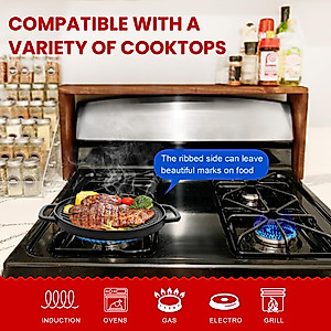 GGC Cast Iron Reversible Griddle, 12 inch Griddle Pan for Stove Tops, Gas Grills and Outdoor Cooking, Double-sided Griddle Plate with Baking Flat and Ribbed